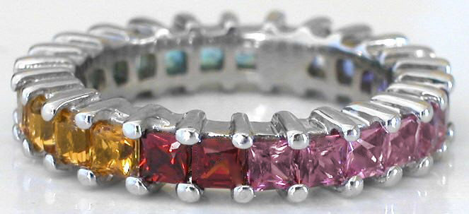 Princess Cut Multigem Eternity Ring (GR-4025)